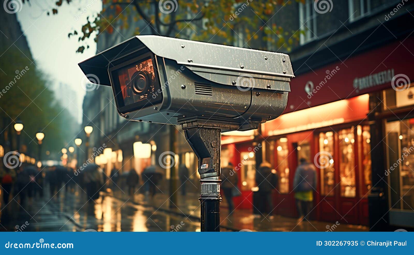 Close Up Modern CCTV Camera in Street Stock Illustration - Illustration ...