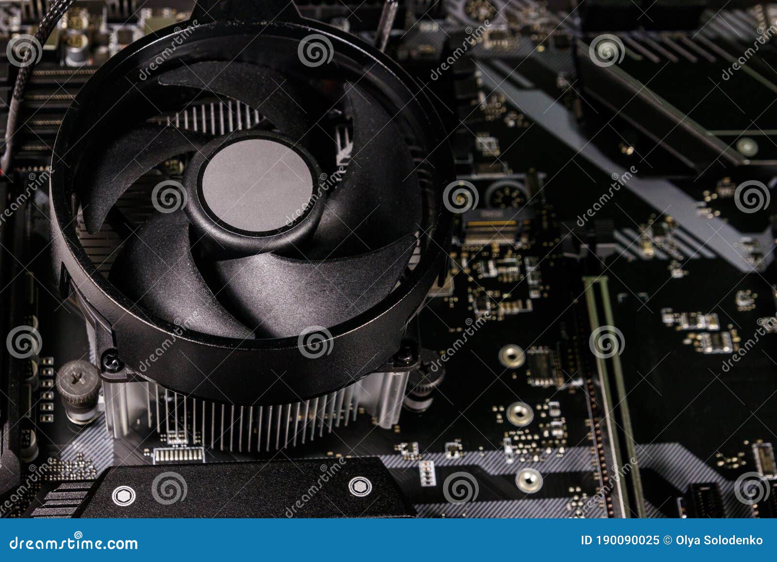 Close-up of Modern Computer Motherboard with Installed Cpu and Cooler ...