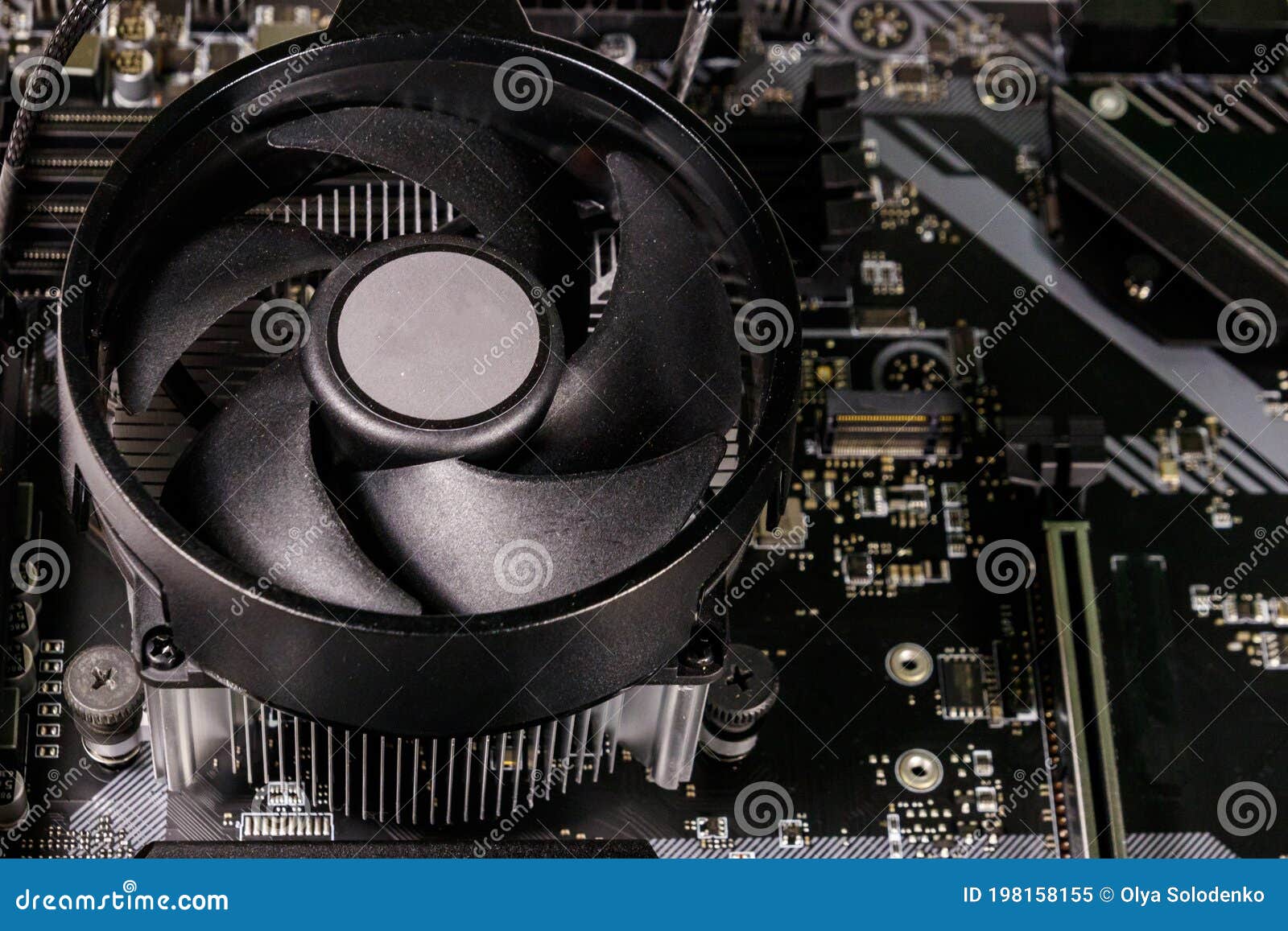 Close-up of Modern Computer Motherboard with Installed Cpu and Cooler ...