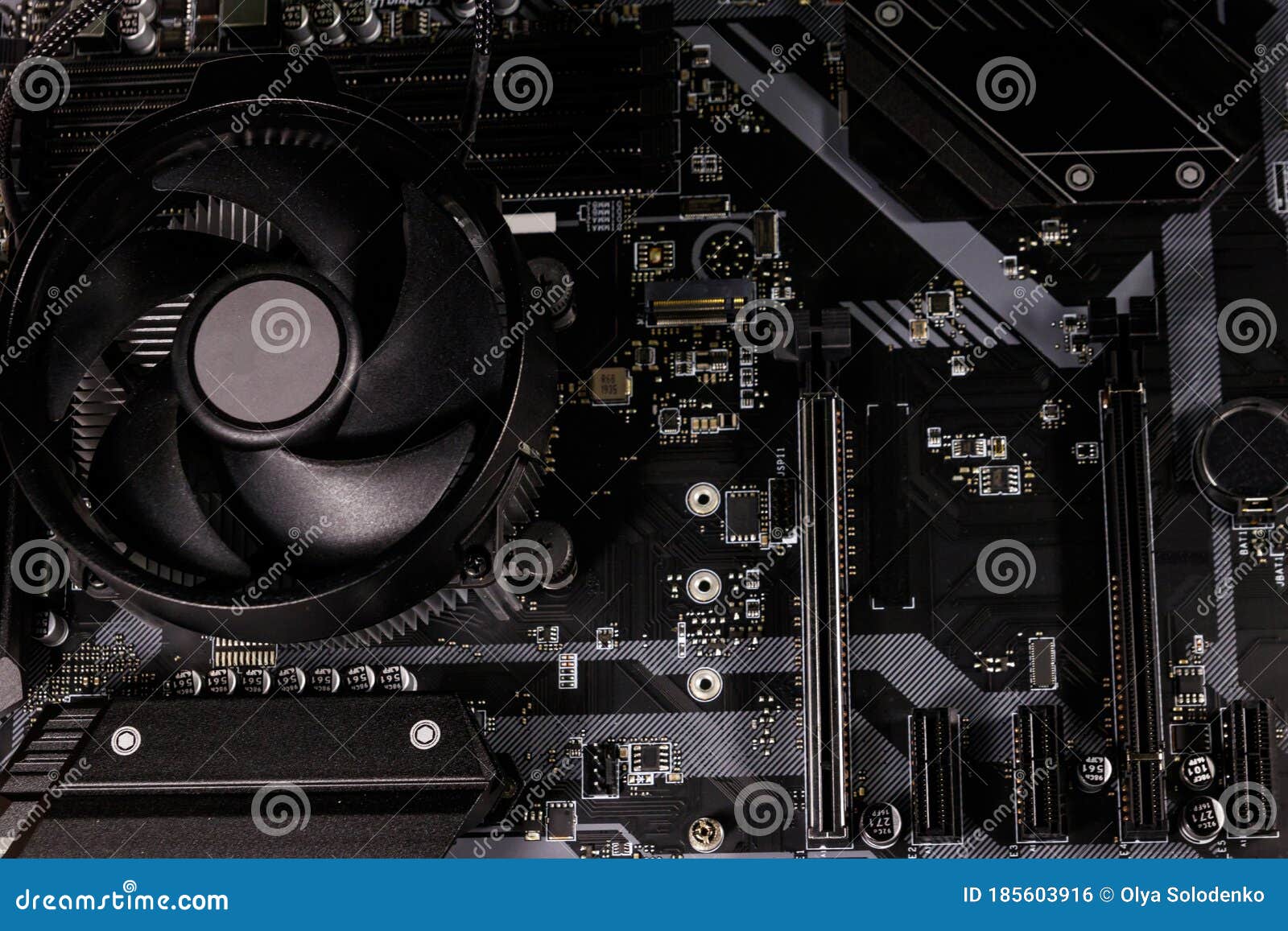 Close-up of Modern Computer Motherboard with Installed Cpu and Cooler ...