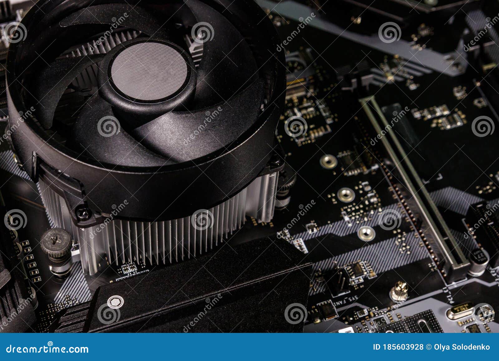 Close-up of Modern Computer Motherboard with Installed Cpu and Cooler ...