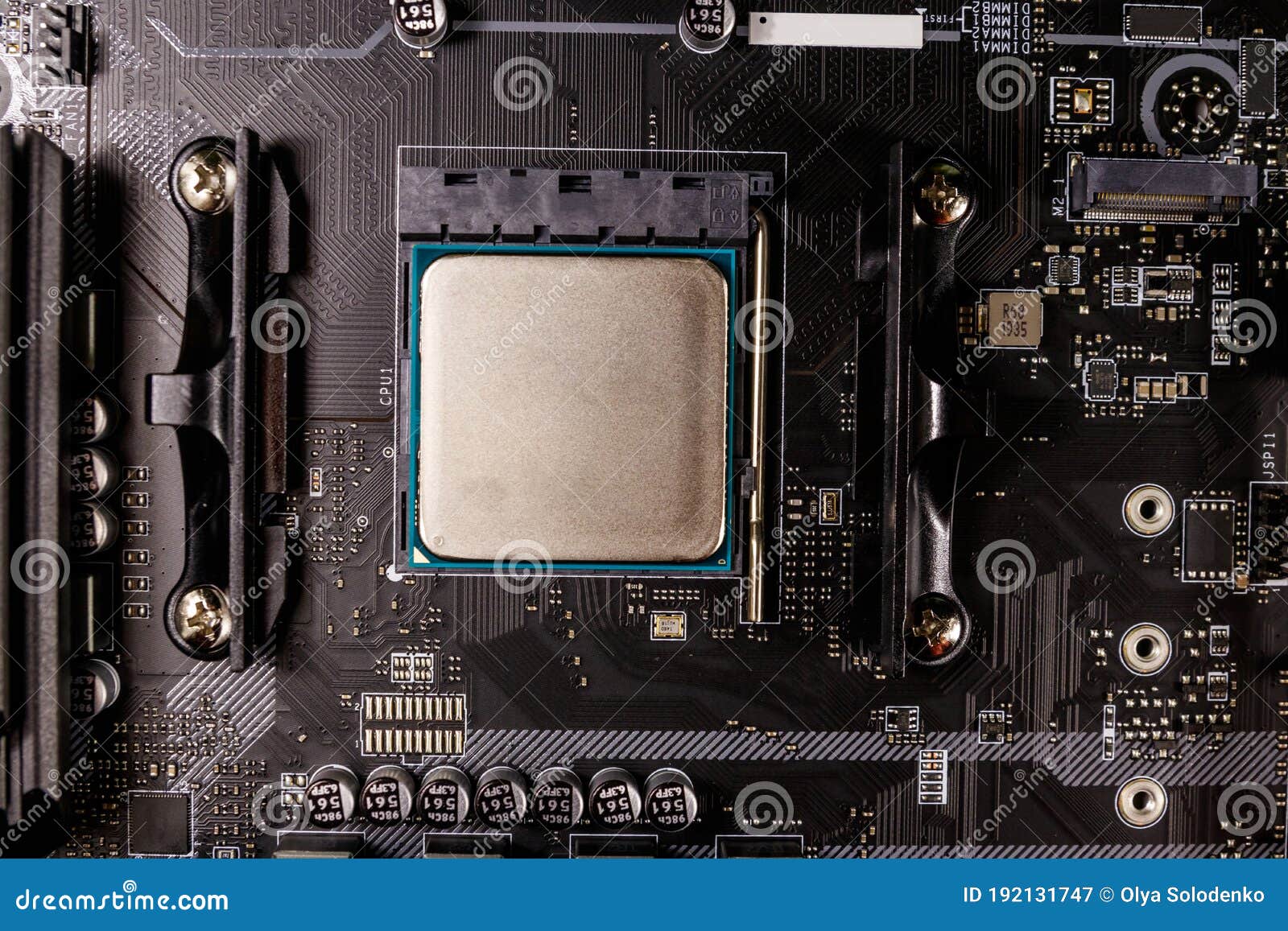 Close-up of Modern Computer Motherboard with Installed Cpu. Electronic ...