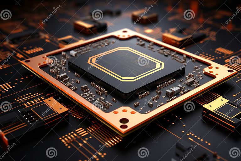Close-up of a Modern Computer Processor Chip on a Circuit Board Stock ...