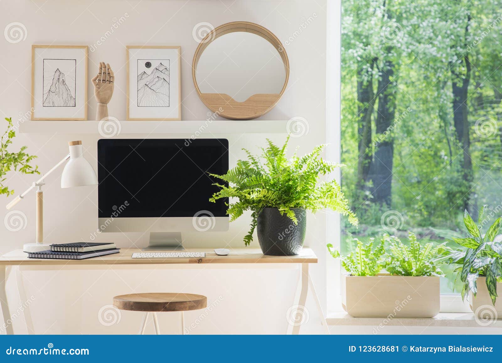 Close-up of a Modern Computer Screen on a Desk by the Window in Stock ...