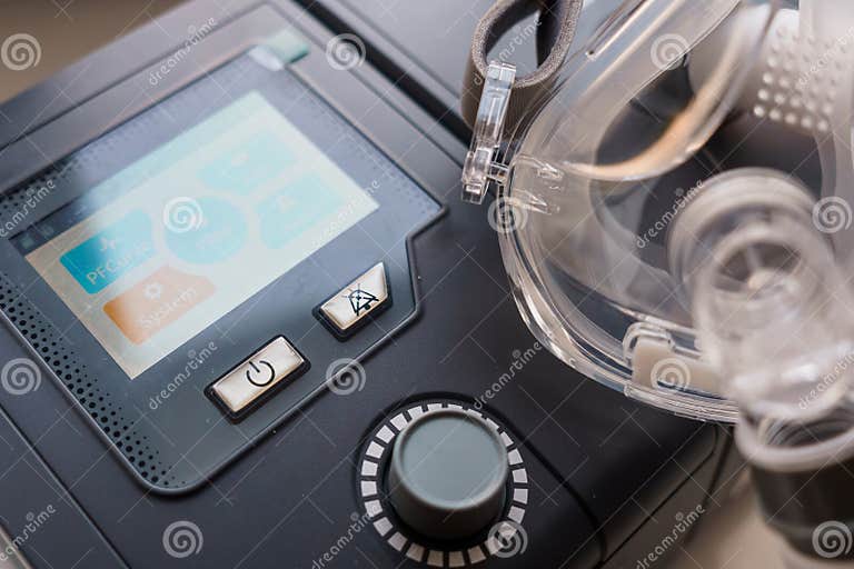Close-Up of a Modern CPAP Machine with Control Panel and Mask Stock ...