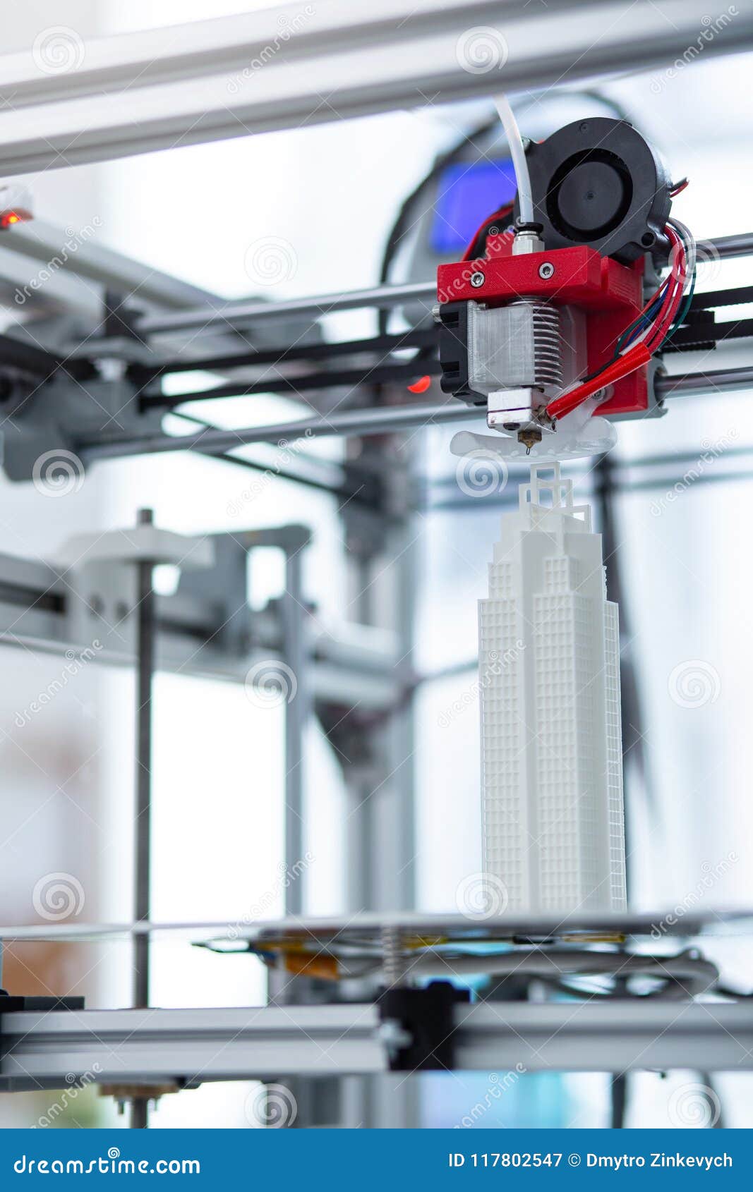 Close Up of Modern 3D Printer Creating Skyscraper Model Stock Image ...
