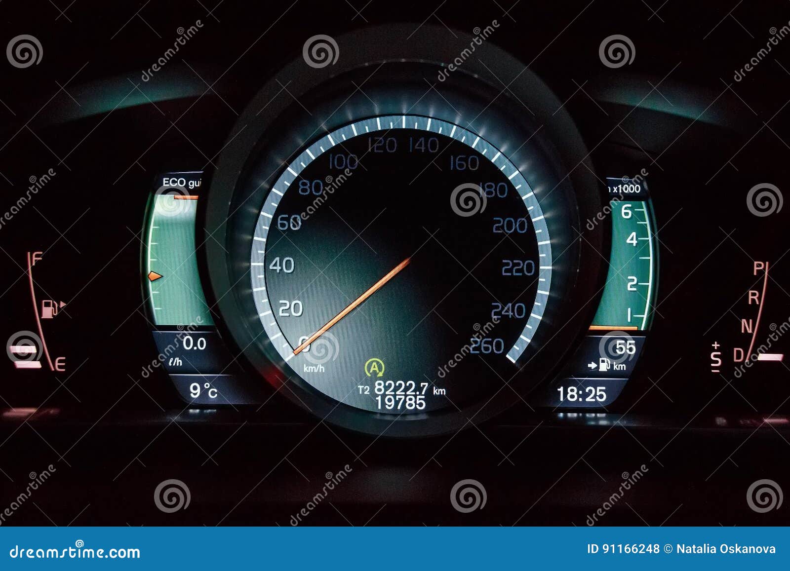 Close Up Modern Electronic Speedometer Stock Photo - Image of closeup ...