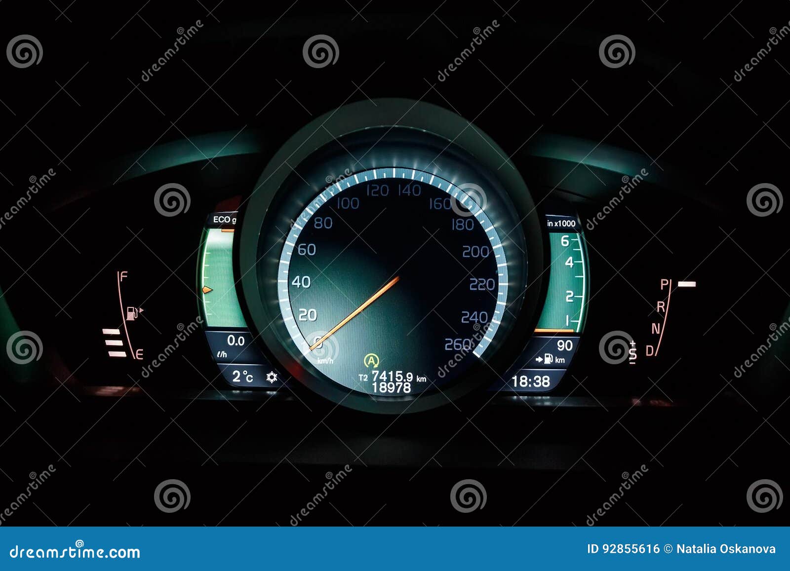 Close Up Modern Electronic Speedometer Stock Photo - Image of drive ...