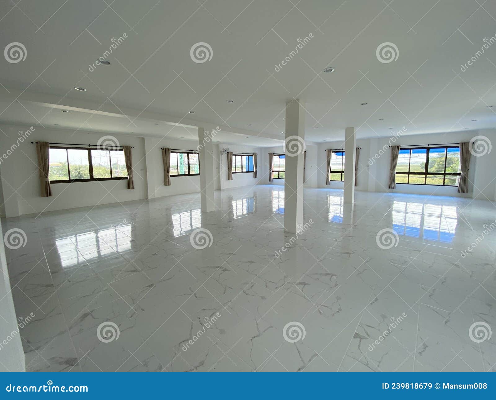 Modern Empty Loft Room with White Wall Stock Image - Image of luxury ...