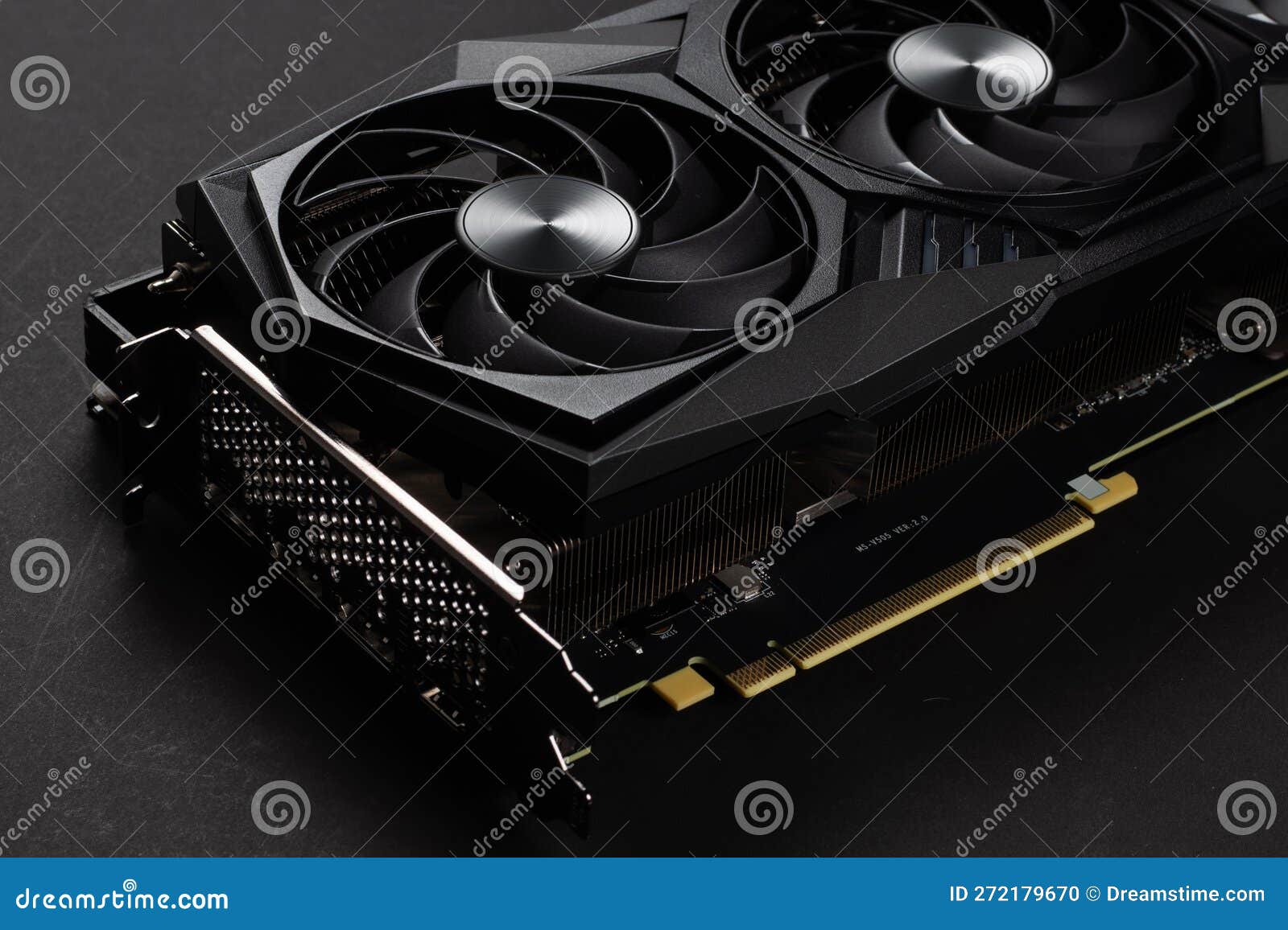 A Close Up of a Modern GPU Graphic Card on Dark Background Stock Photo ...