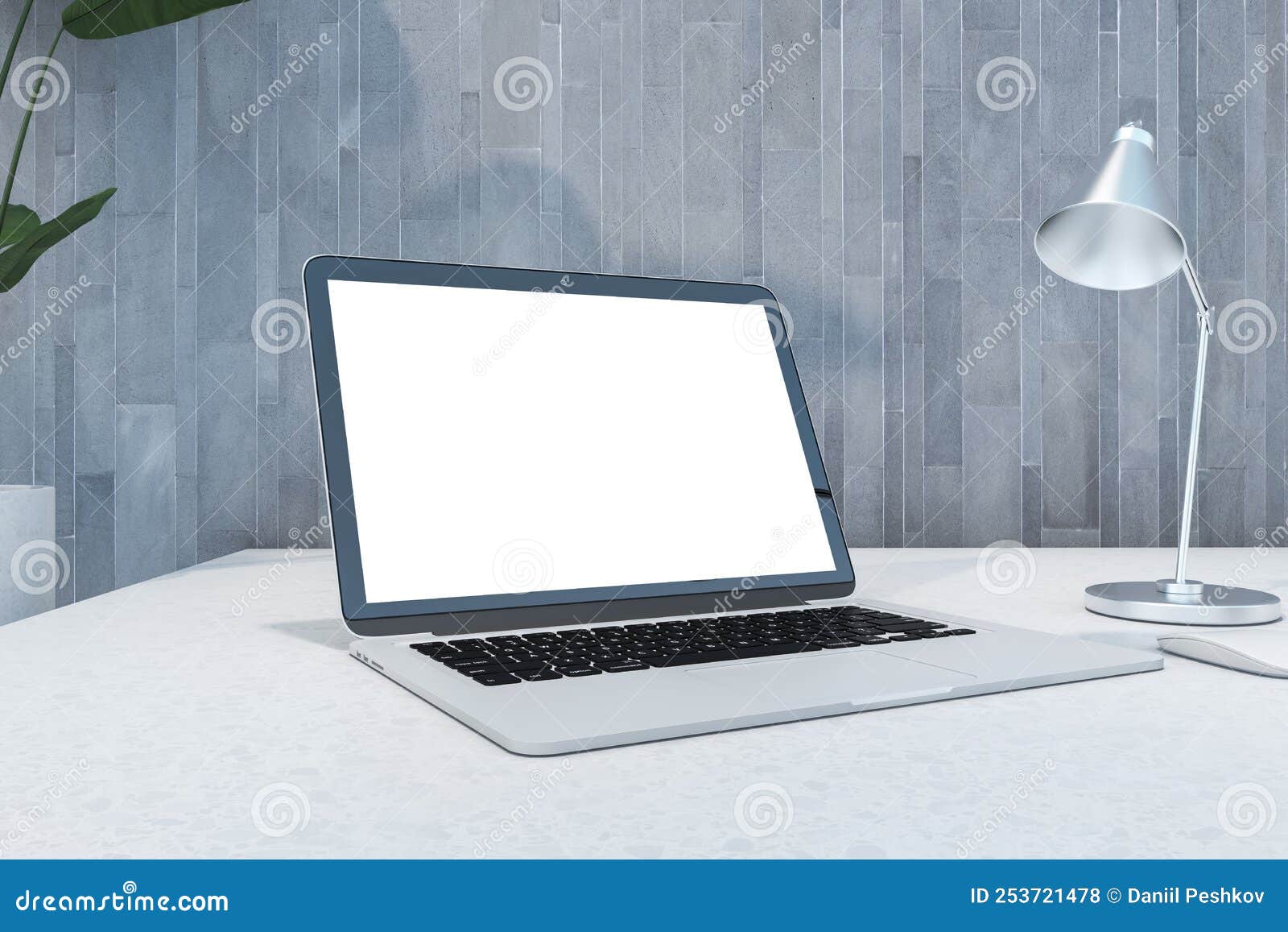 Close Up of Modern Grunge Style Workplace with Empty White Mock Up ...