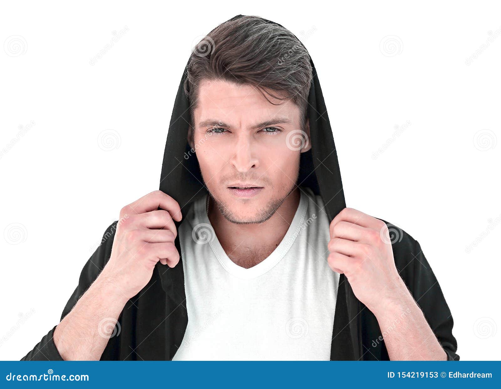 Close Up.the Modern Guy in the Hood Stock Image - Image of confident ...