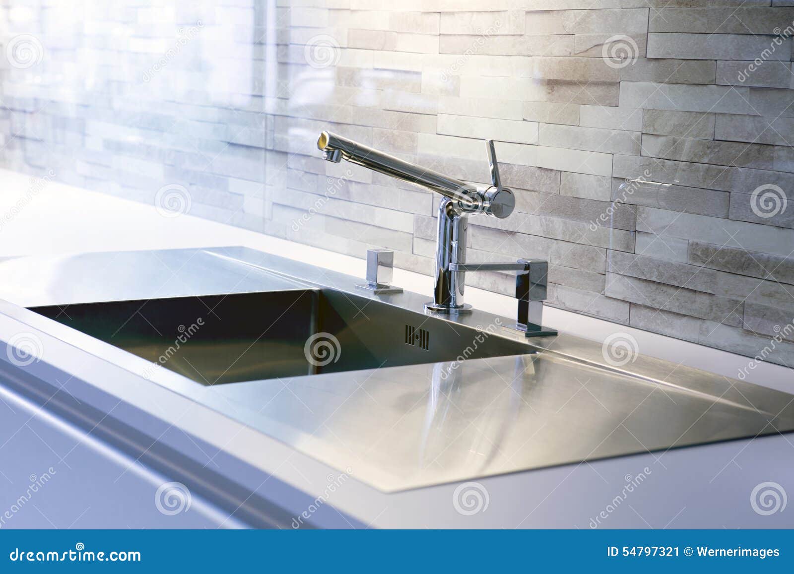 Close-up of Modern Kitchen Sink Stock Image - Image of counter, closeup ...