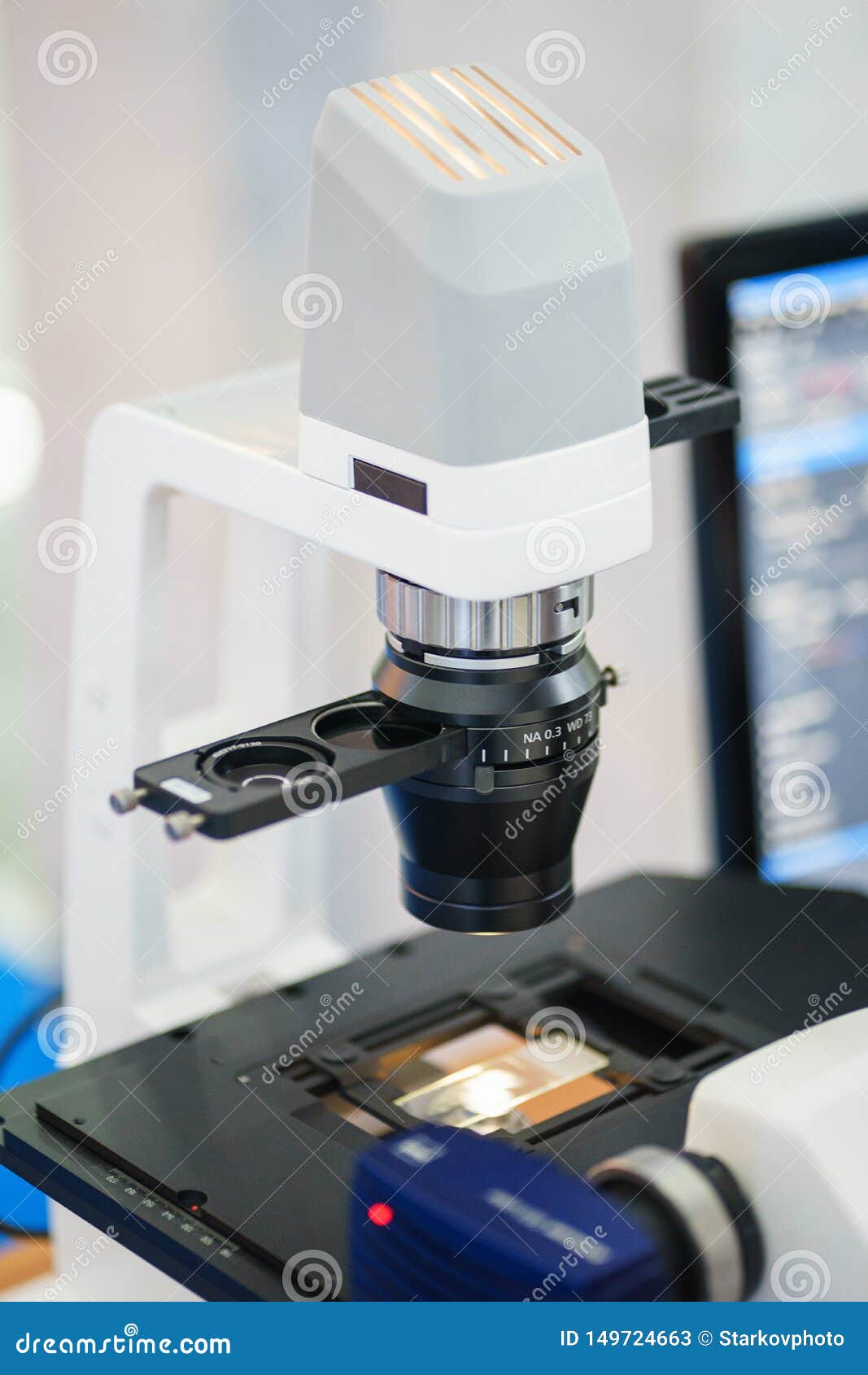 Close Up Modern Medical Instrument Microscope for the Study of ...