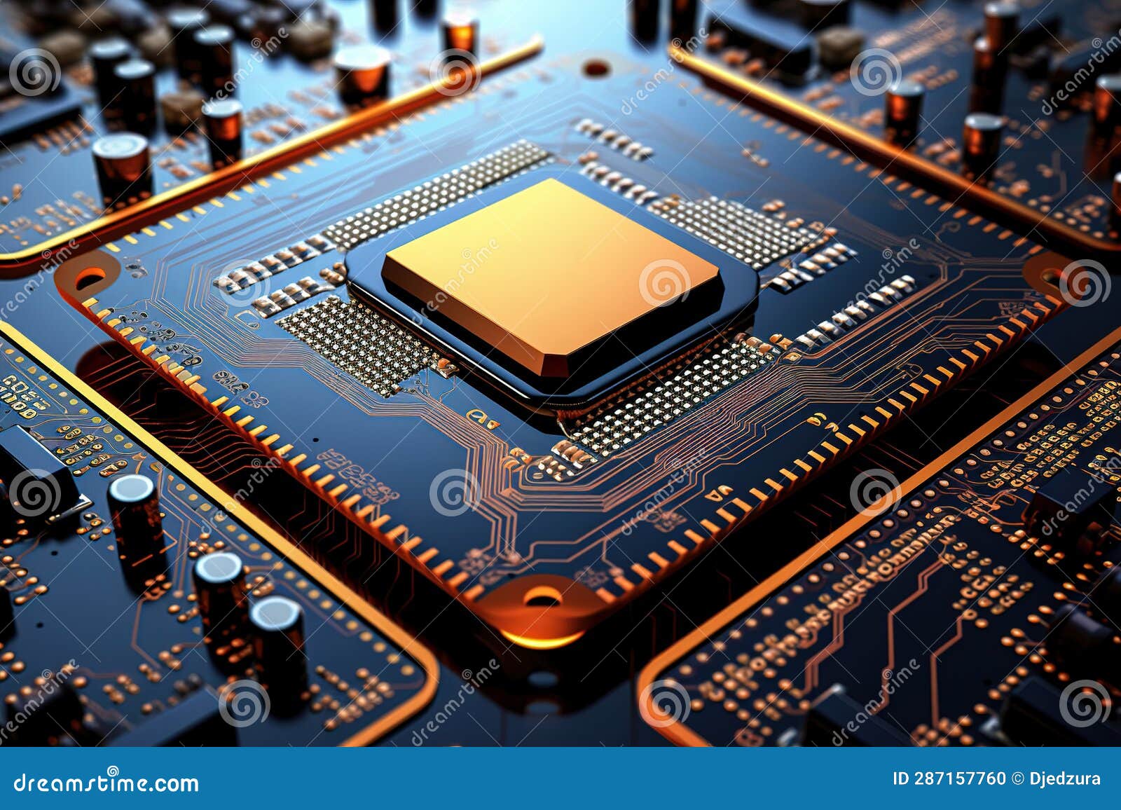 Close-up of a Modern Microprocessor Stock Photo - Image of electronics ...