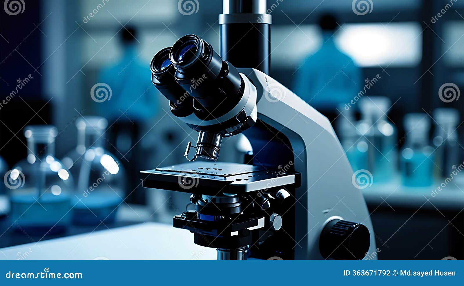 A Close-up Of A Microscope And Pipettes In A Laboratory Setting Stock ...