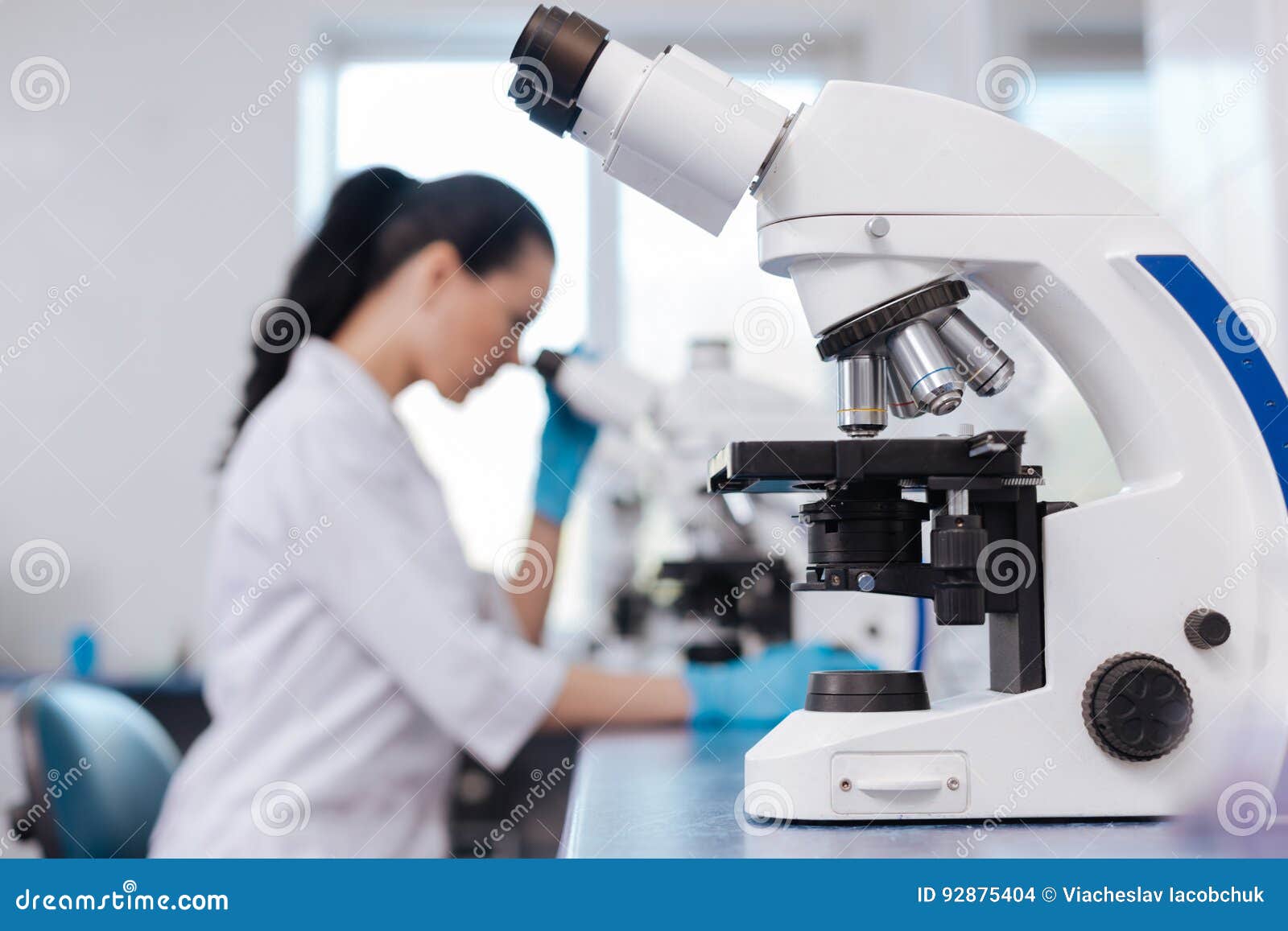 Close Up of Modern Microscope Standing on the Table Stock Photo - Image ...