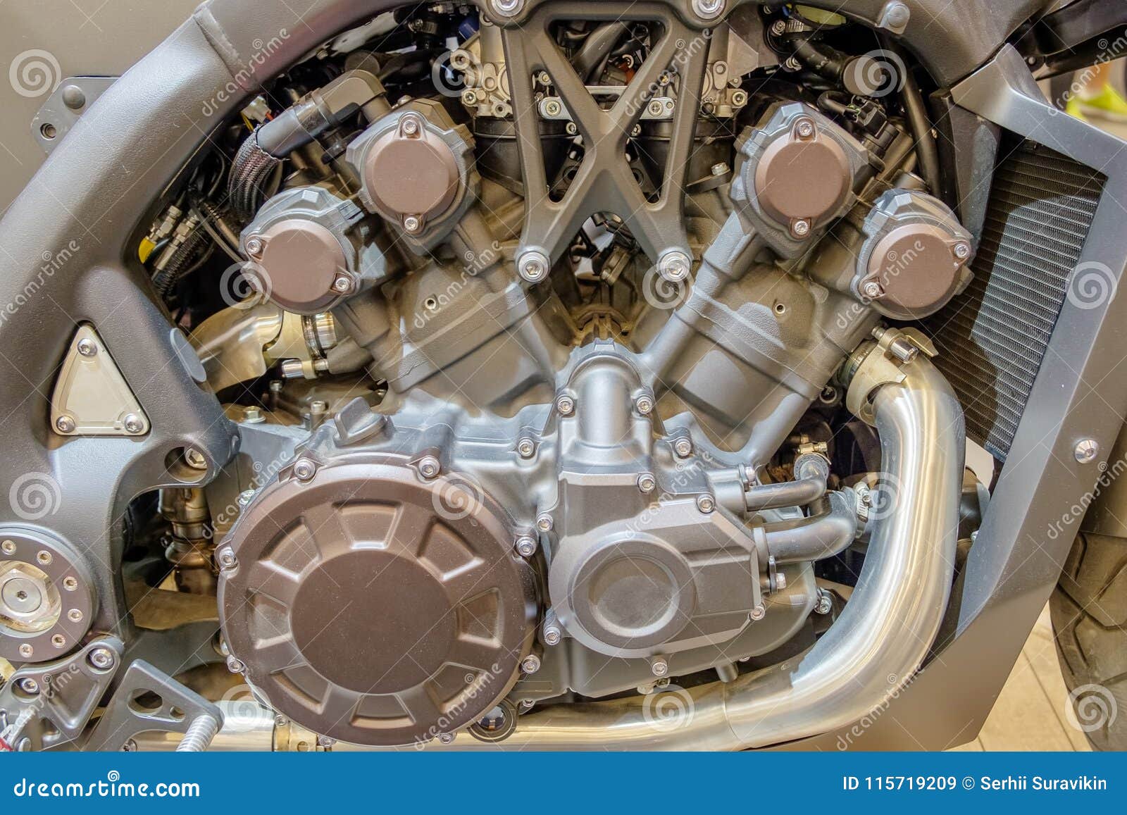 Modern Motorcycle Engine Block. Stock Image - Image of block, metal ...