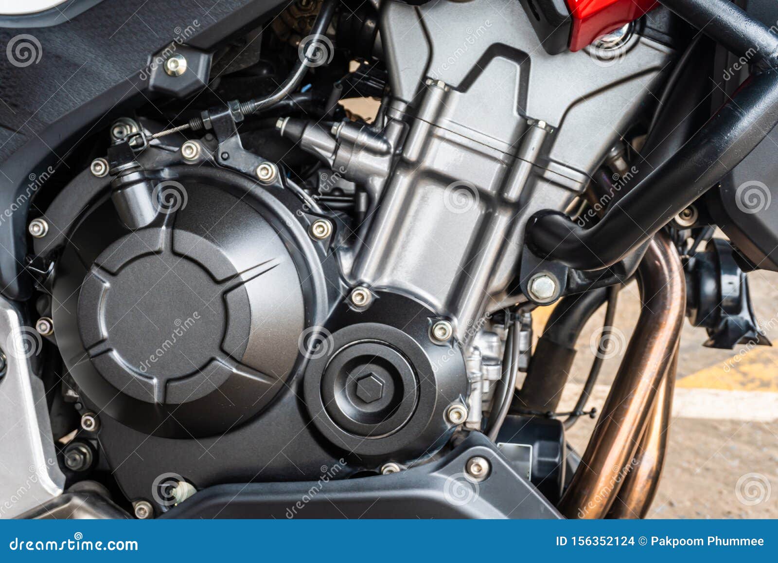 Close Up of Modern Motorcycle Engine Detail and Structure. Stock Photo ...