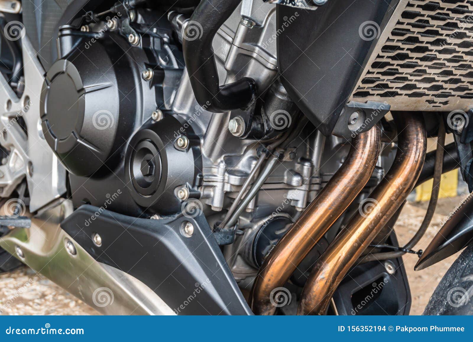 Close Up of Modern Motorcycle Engine Detail and Structure. Stock Photo ...