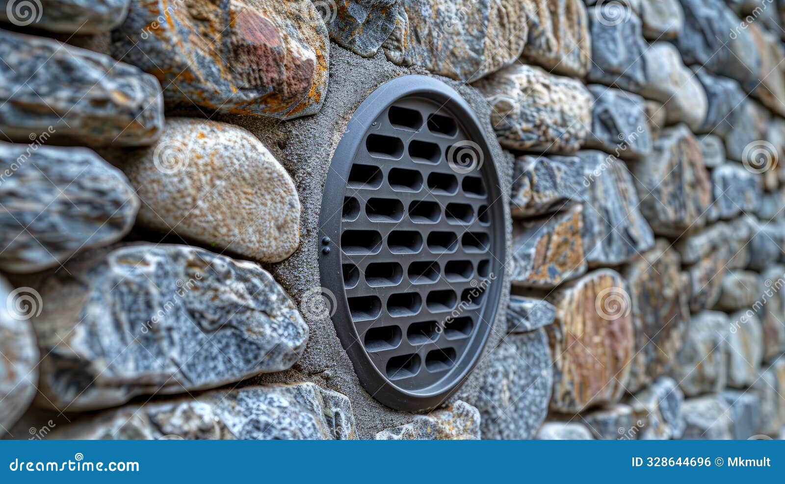 Close Up of Modern Pebble Dashed Wall with Circular Vent Stock Photo ...