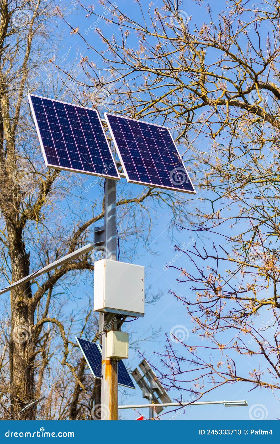 Close-up of a Modern Photovoltaic Solar Array Against the Background of ...