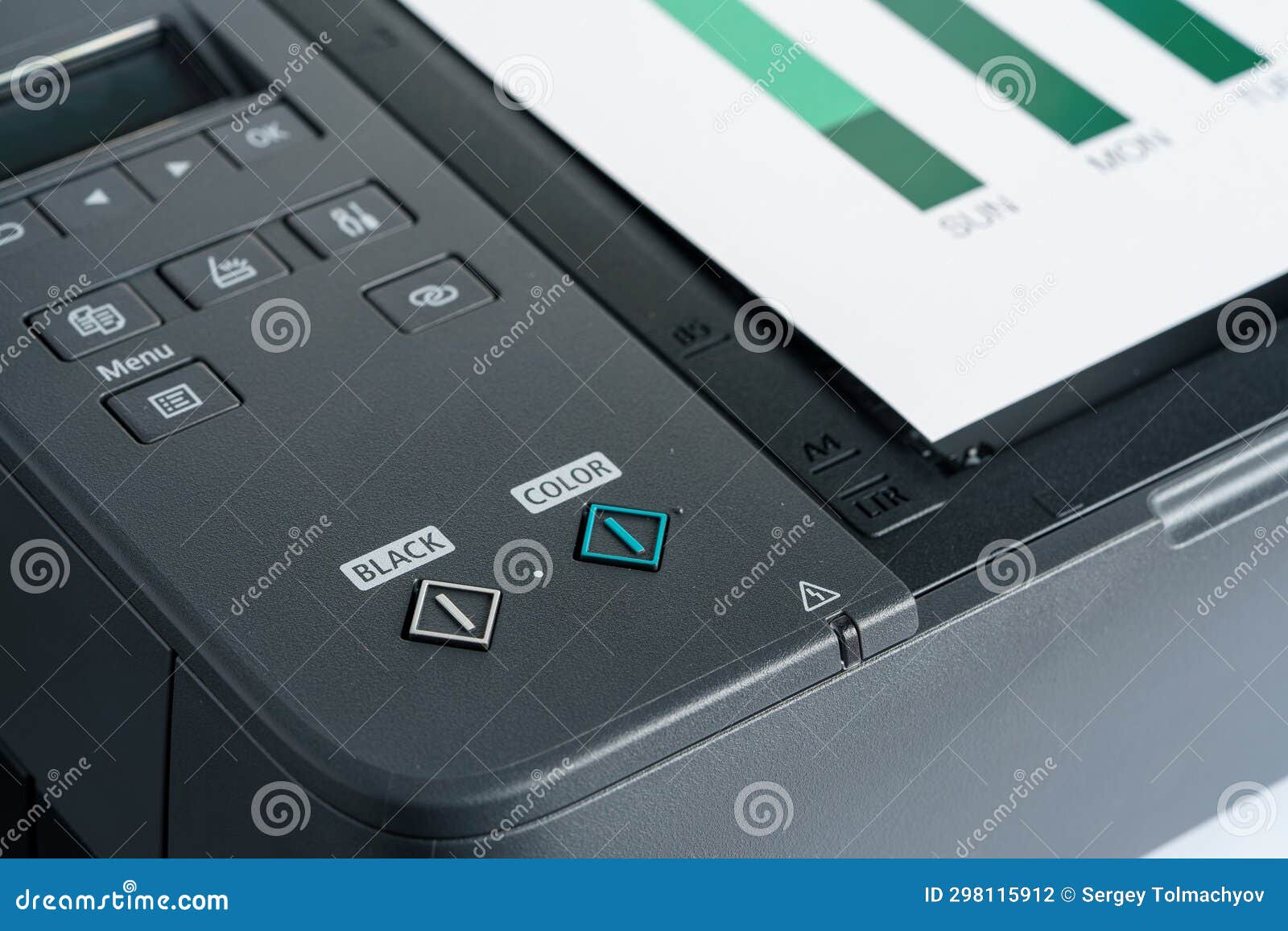 Close Up of Modern Printer in the Office Stock Photo - Image of button ...
