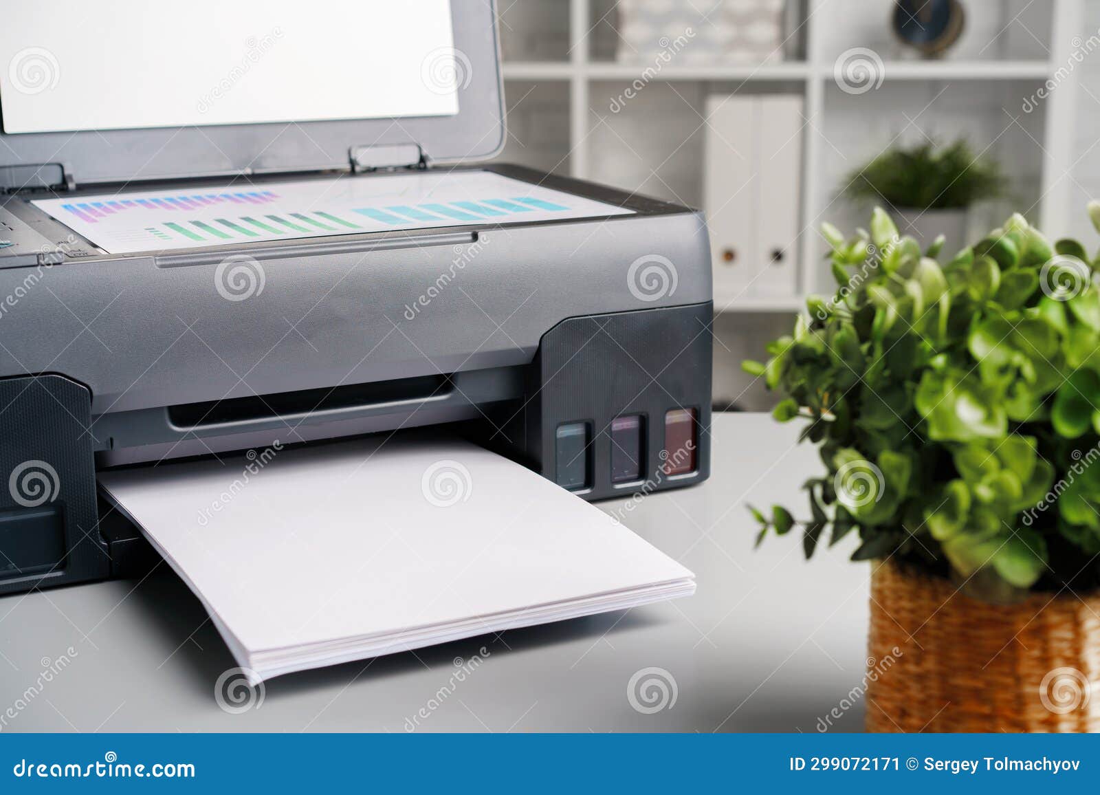 Close Up of Modern Printer in the Office Stock Image - Image of digital ...