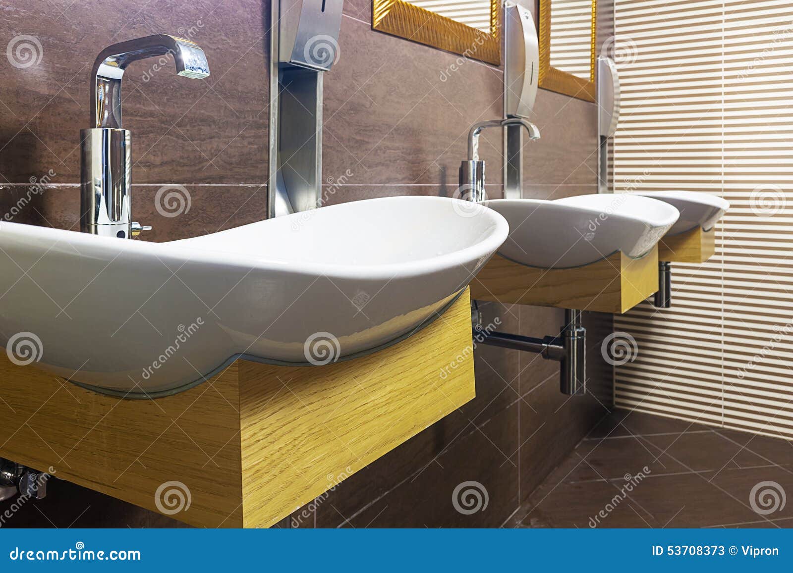 Close Up of Modern Sinks in an Office Building Stock Image - Image of ...