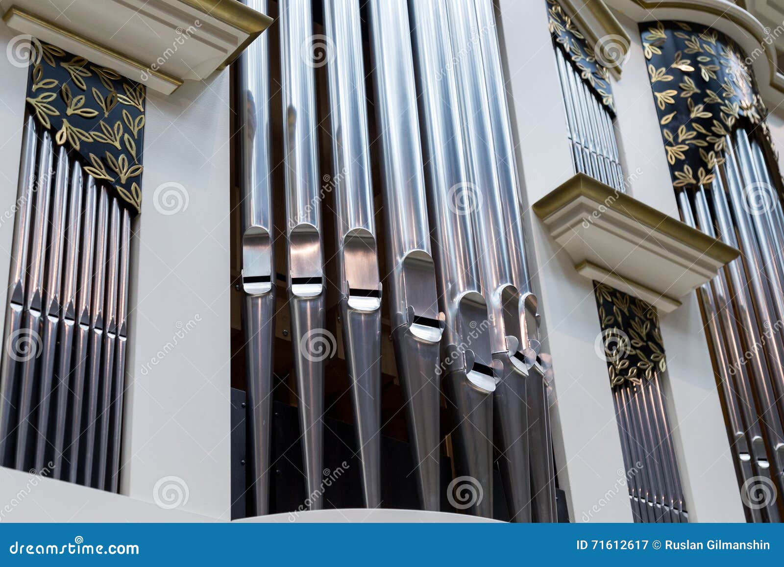 Close-up of Modern Steel Organ Pipe Stock Image - Image of close, lined ...
