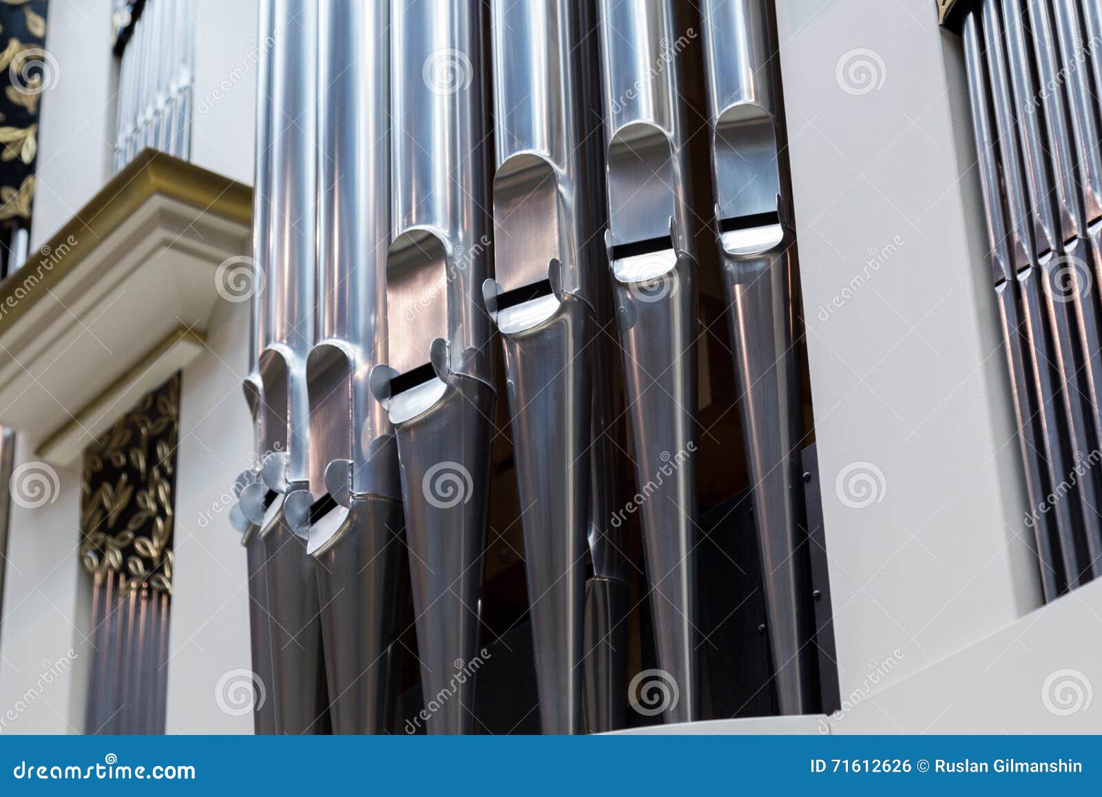 Close-up of Modern Steel Organ Pipe Stock Photo - Image of neat ...