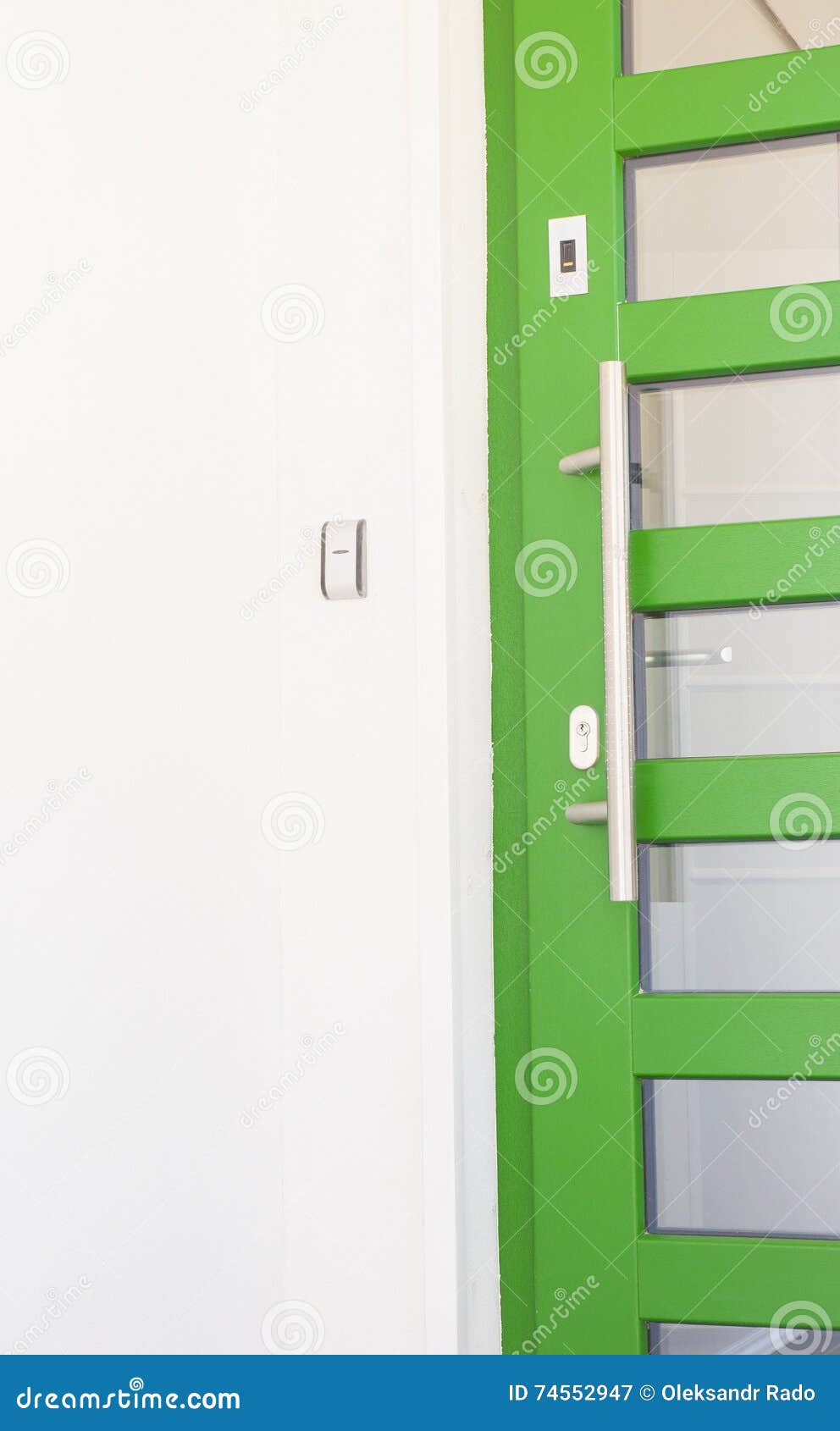 Close Up on Modern Style Door Handle and High Security Electronic Door ...