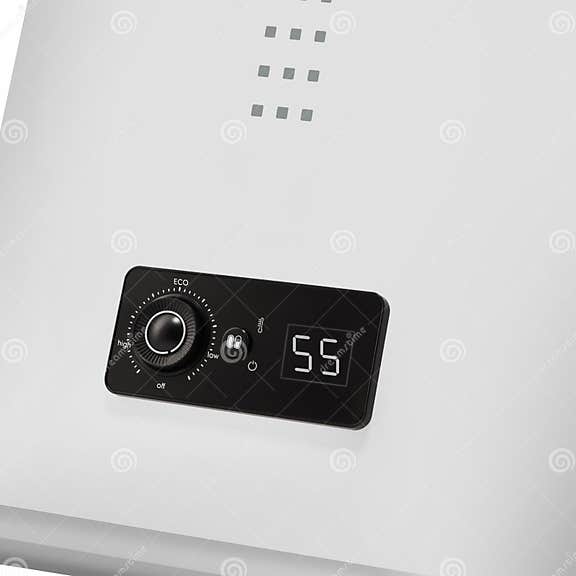 Close-up Modern Tanked Boiler Thermostat Interface. Digital Display of ...