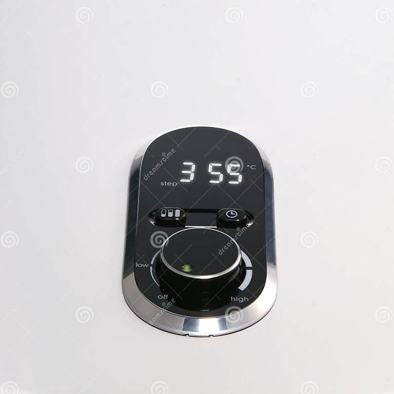 Close-up Modern Tanked Boiler Thermostat Interface. Digital Display of ...