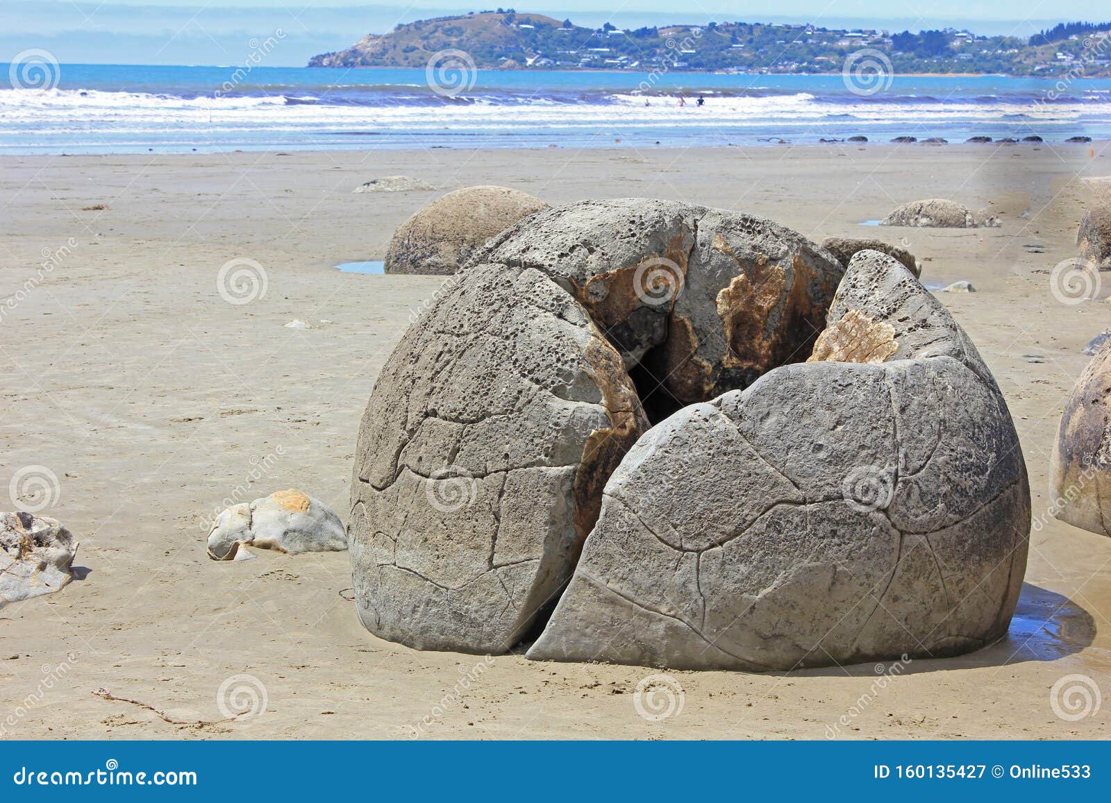 Close Up of a Moeraki Boulder Stock Image - Image of zealand, beach ...