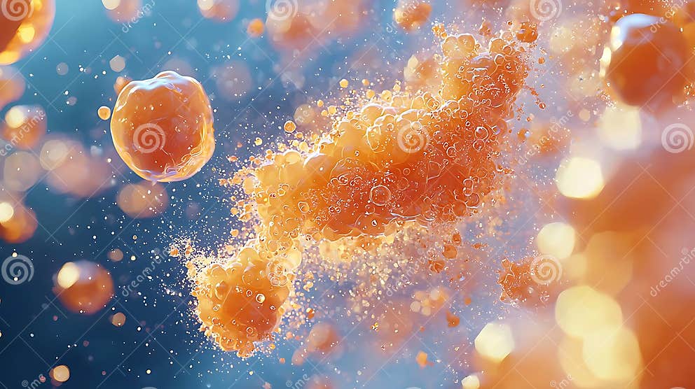 Close Up of Molecular Breakdown Visualizations with Vibrant Orange ...