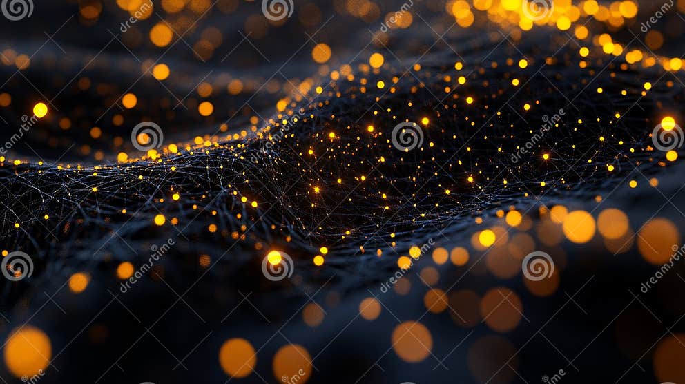 Close Up of a Molecular Structure Featuring Luminous Nodes Set Against ...