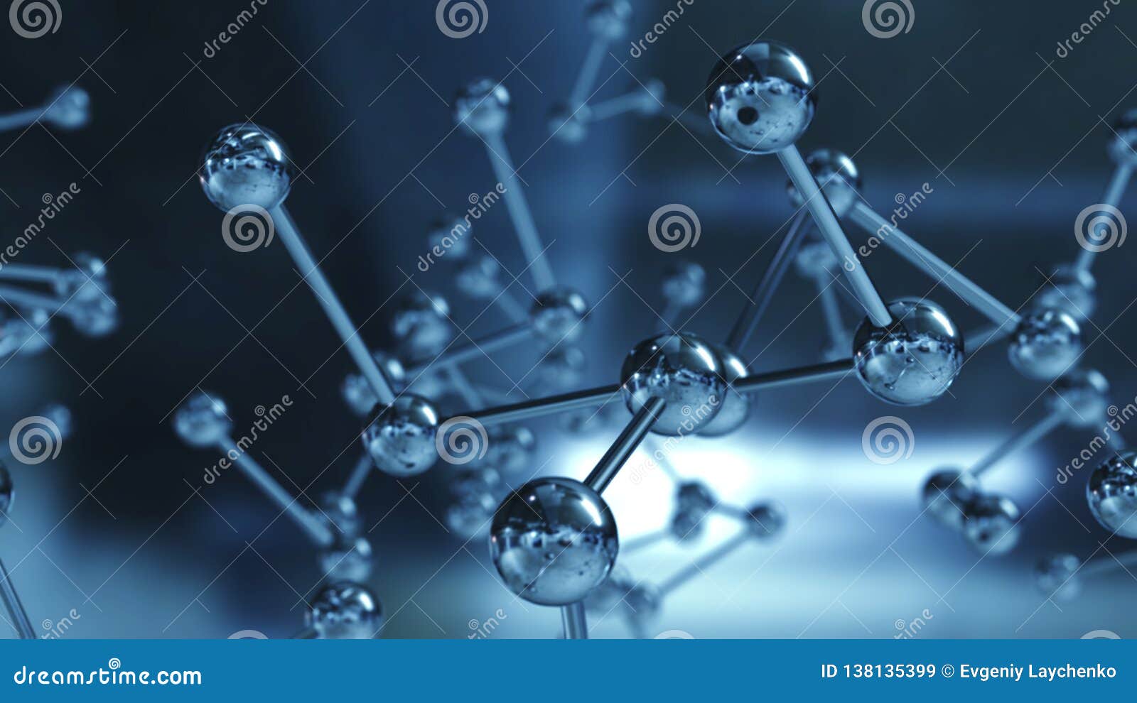 Close Up of Molecular Structure Model. 3D Illustration Stock Image ...
