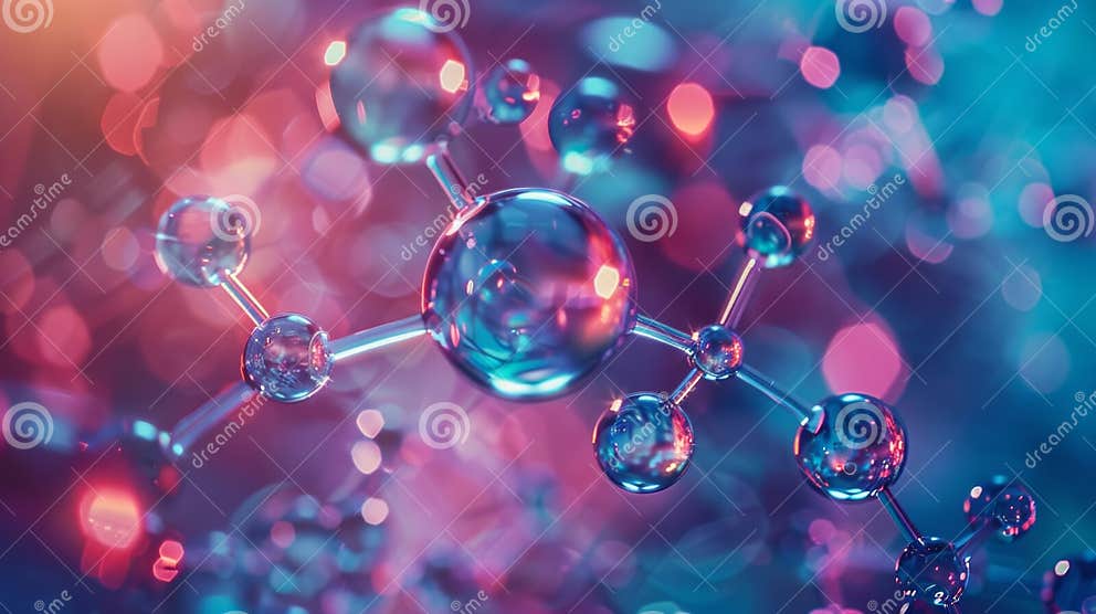 A Close Up of a Molecule with Bubbles Around it, AI Stock Image - Image ...