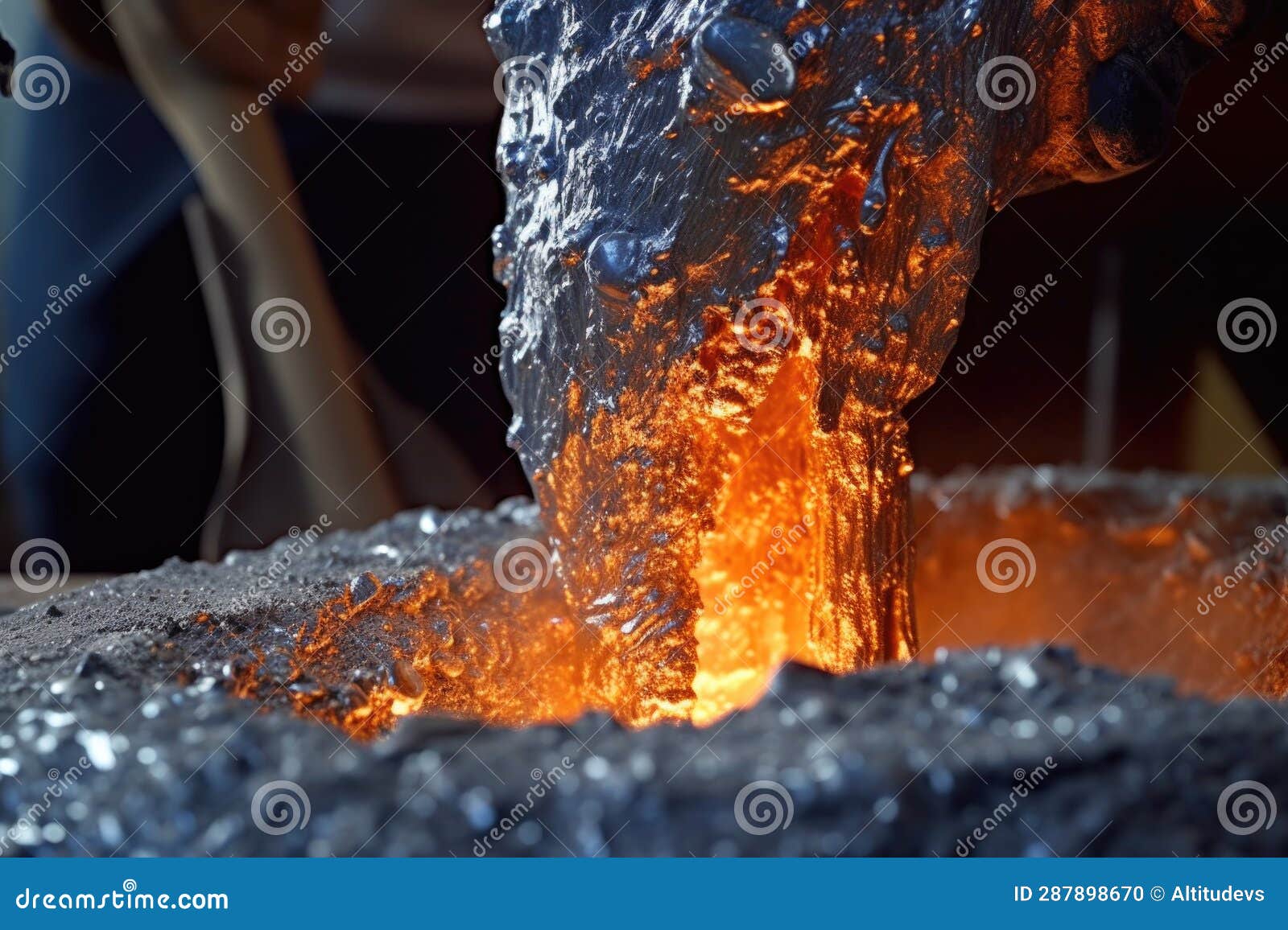 Close-up of Molten Aluminum Being Poured Stock Illustration ...