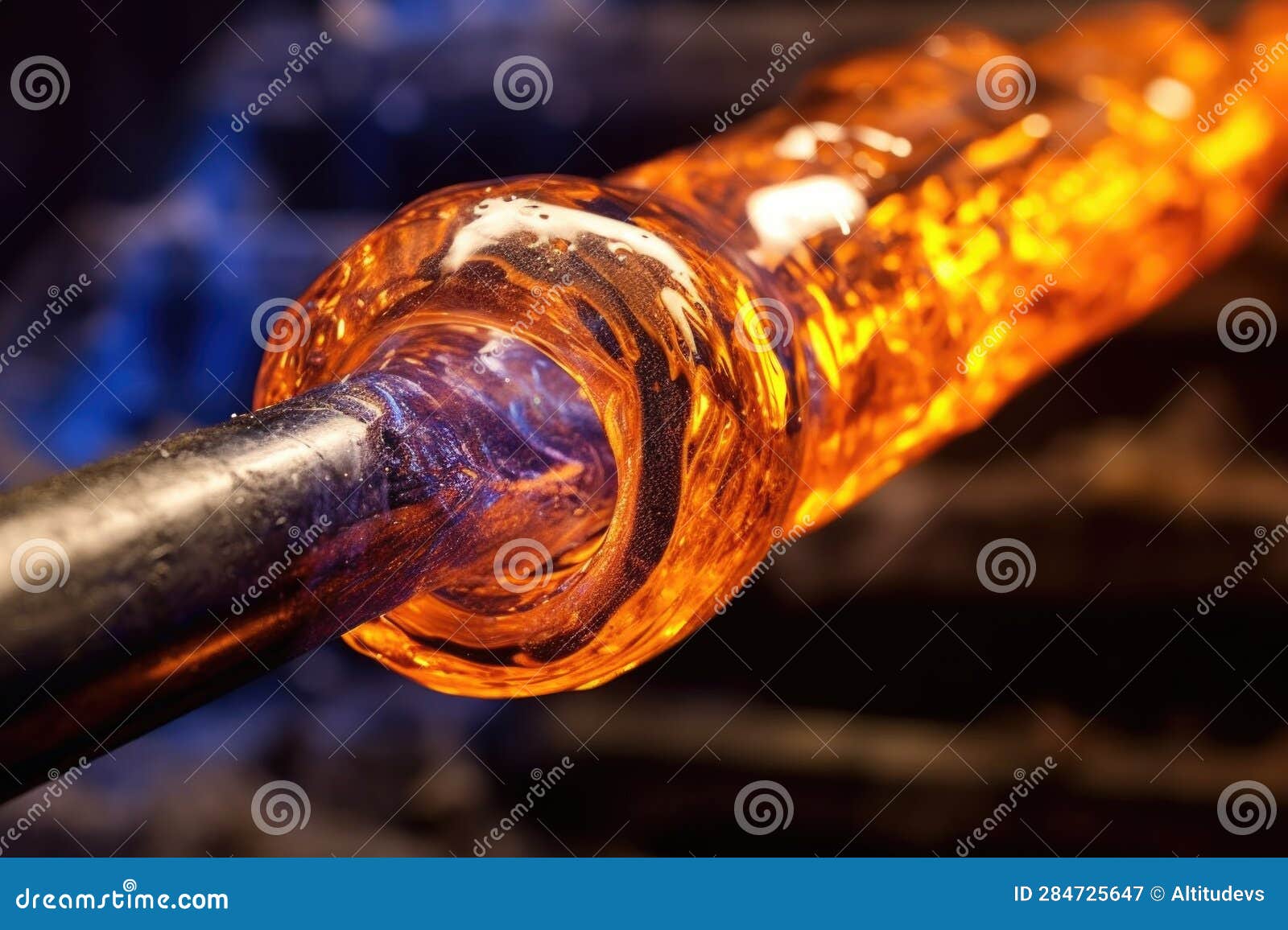 Close-up of Molten Glass on a Blowpipe Stock Image - Image of handmade ...