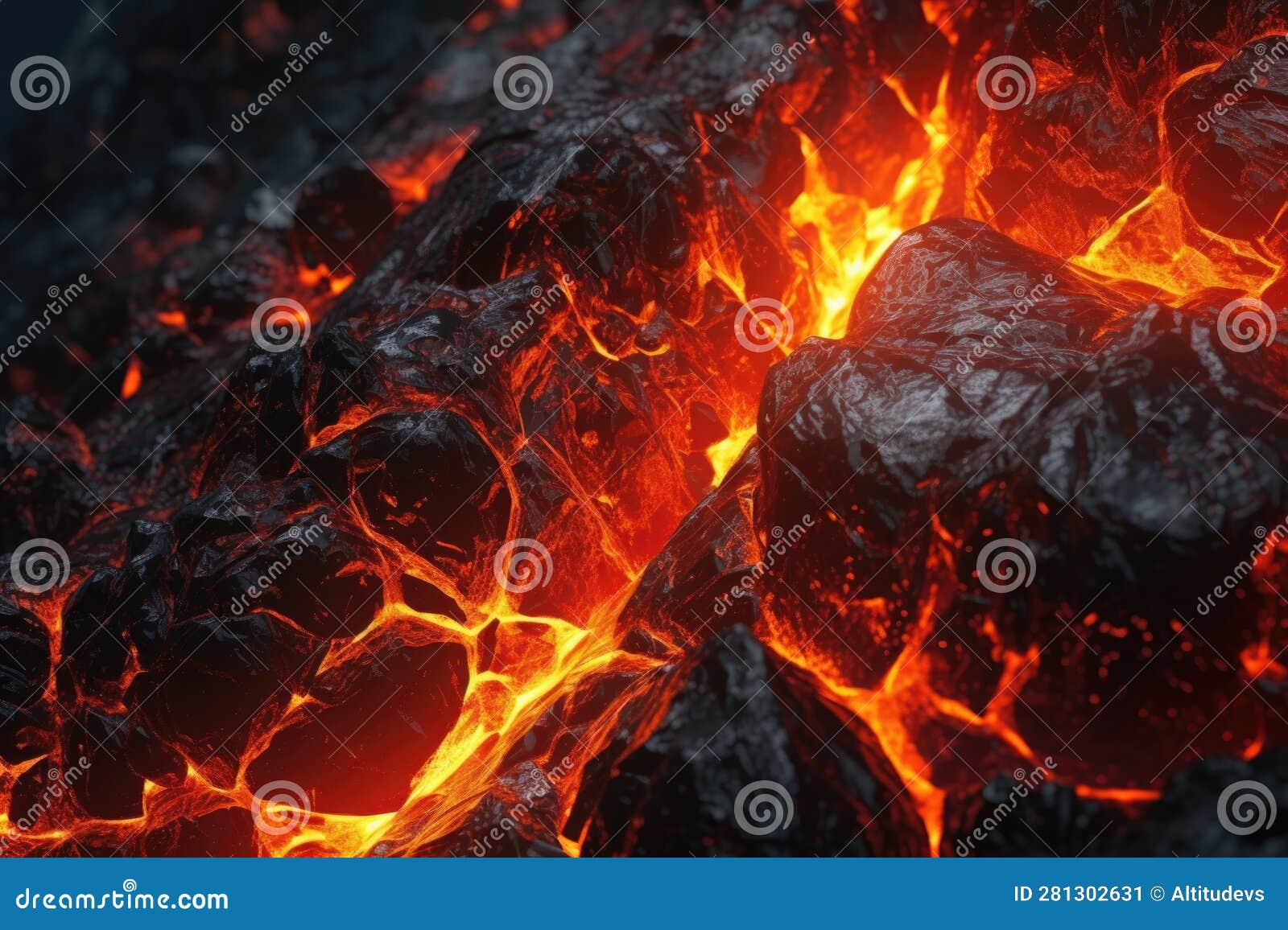 Close-up of Molten Lava and Glowing Rocks Stock Image - Image of fiery ...