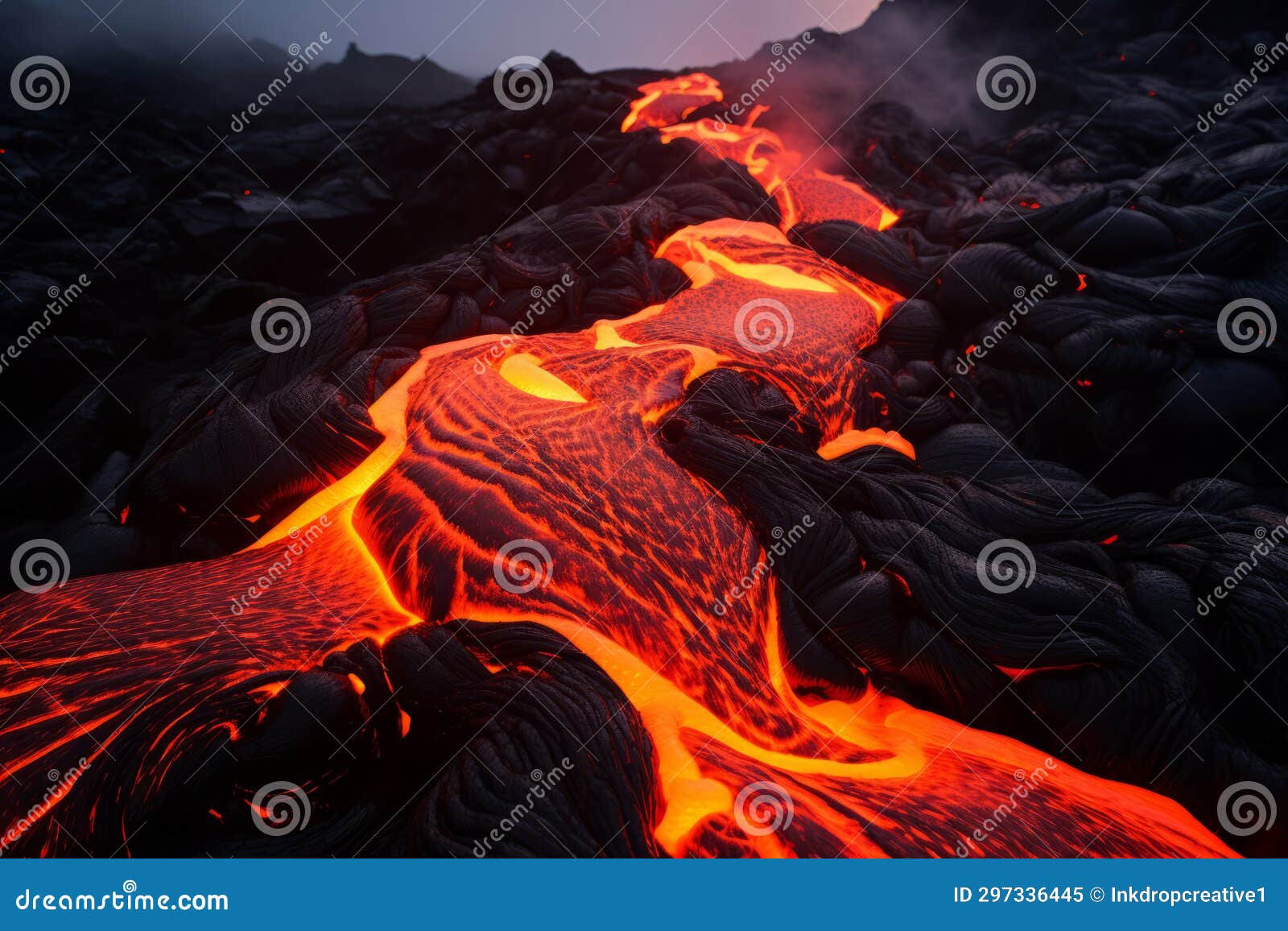 Close Up of Molten Magma Lava Flowing from an Active Volcano Stock ...