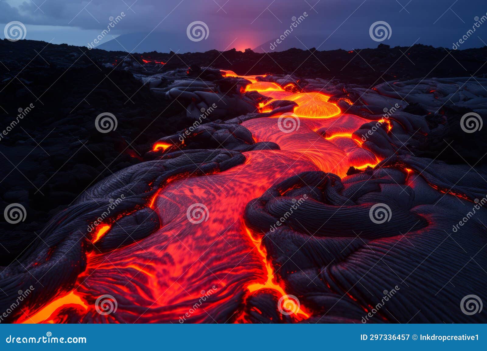 Close Up of Molten Magma Lava Flowing from an Active Volcano Stock ...