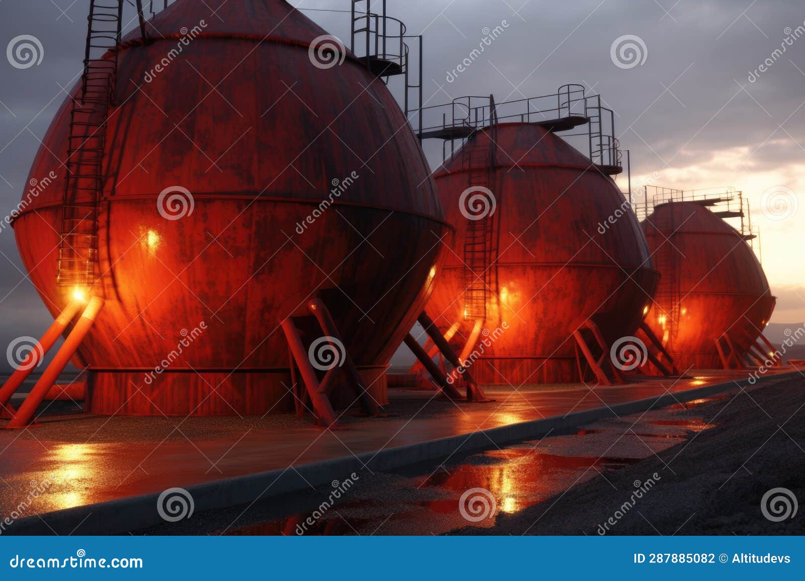 Close-up of Molten Salt Energy Storage Tanks Stock Illustration ...