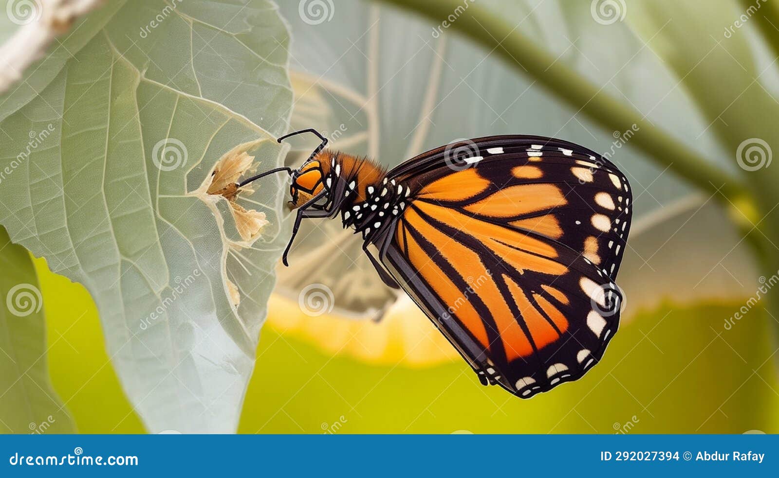 A Close-up Of A Monarch Butterfly Emerging From Its Chrysalis, A Moment ...