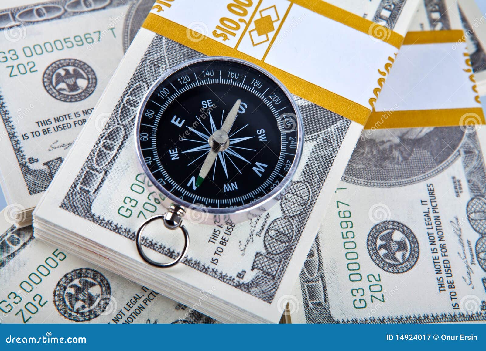 Close Up Money and Compass Concept Stock Image - Image of close ...
