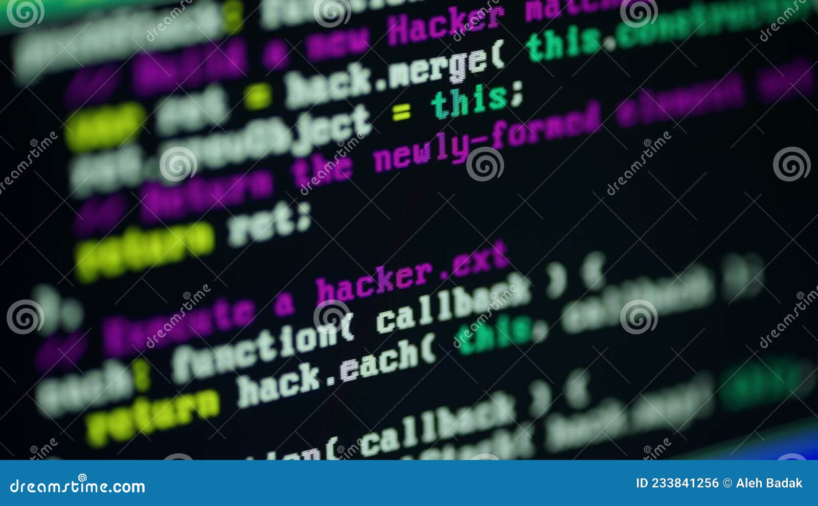 Close Up of Monitor Screen with Developing Programming and Coding ...