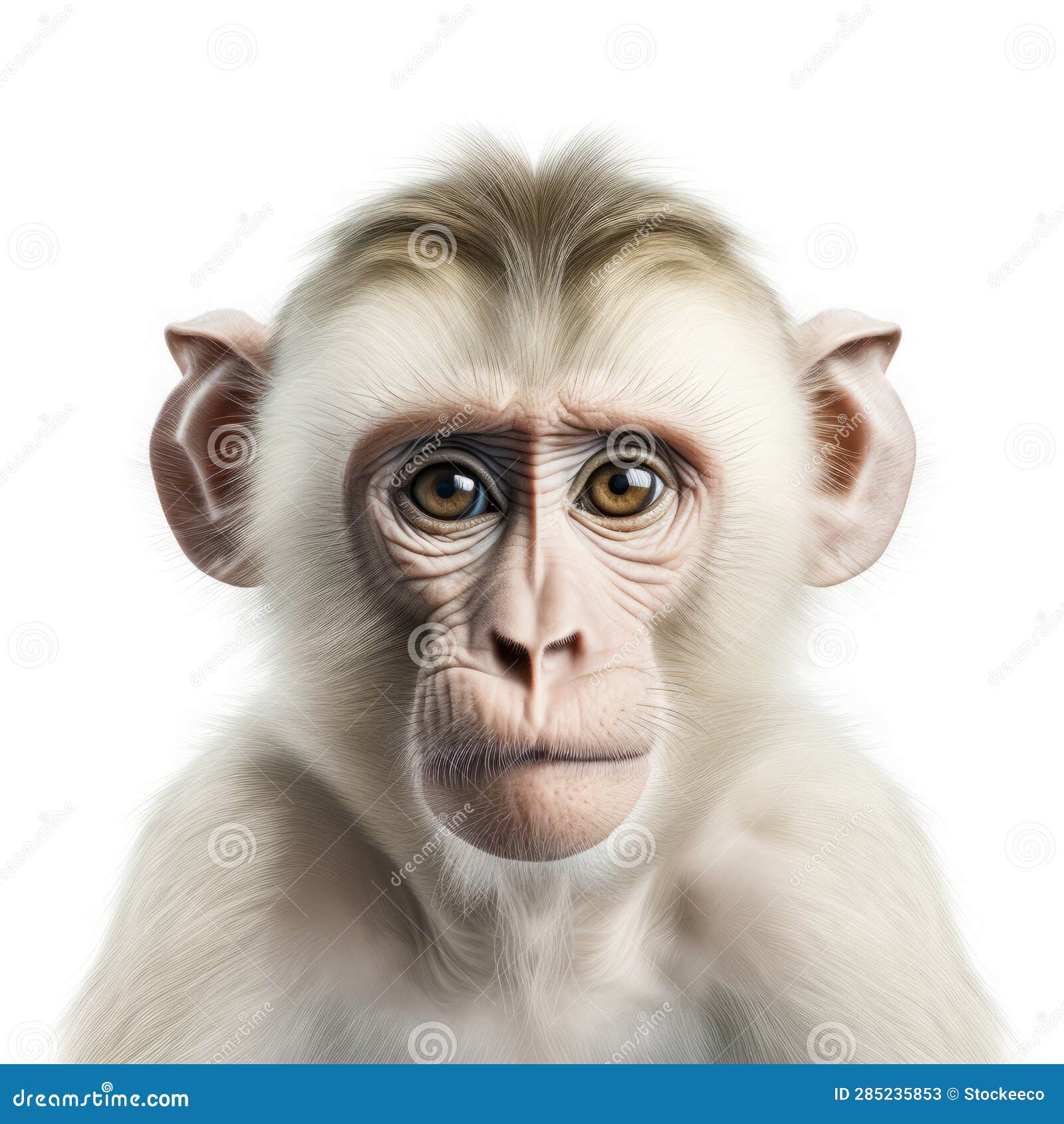 Close-up Monkey Drawing: Flat, Front View on White Background Stock ...