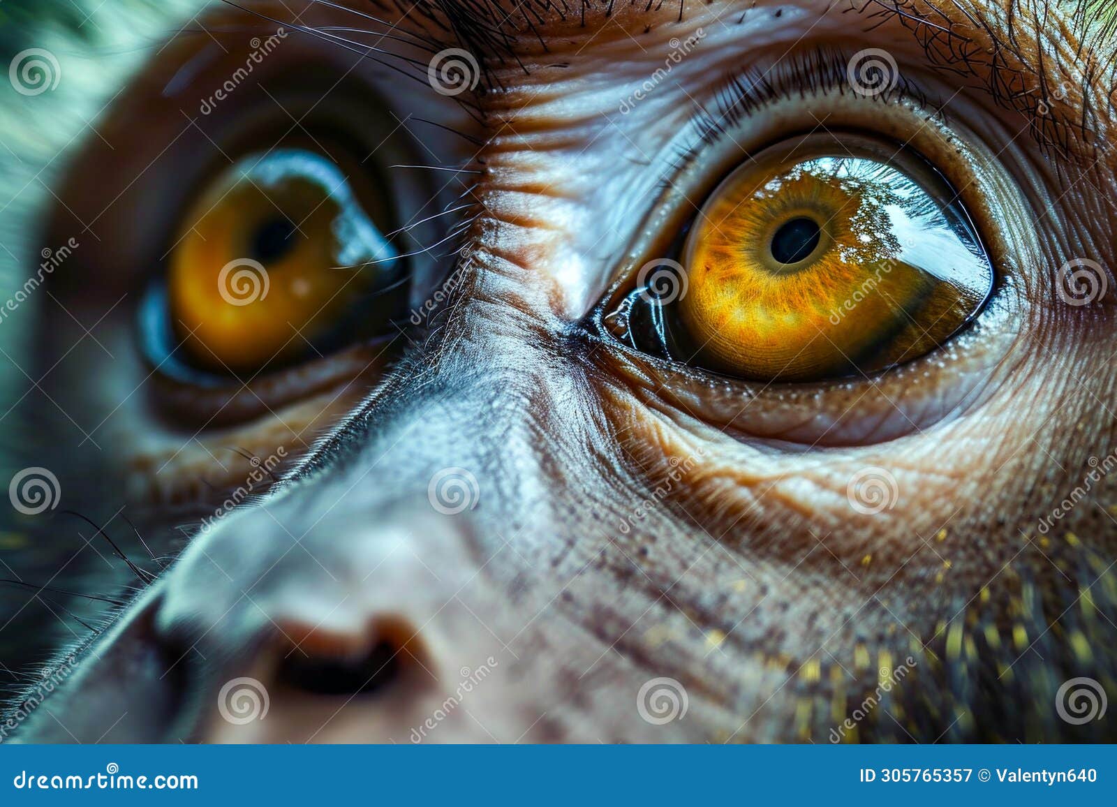 Close Up of Monkey S Face Focusing on Its Eyes. Generative AI Stock ...